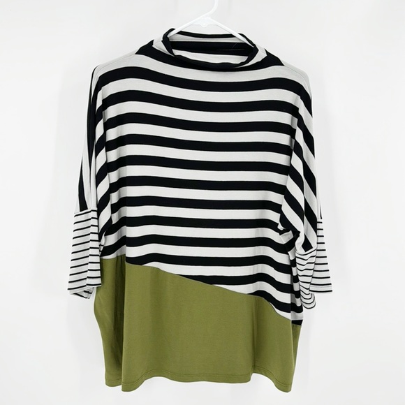 Lisa Bayne | Tops | Lisa Bayne Striped Juxtapose Oversized Dolman ...
